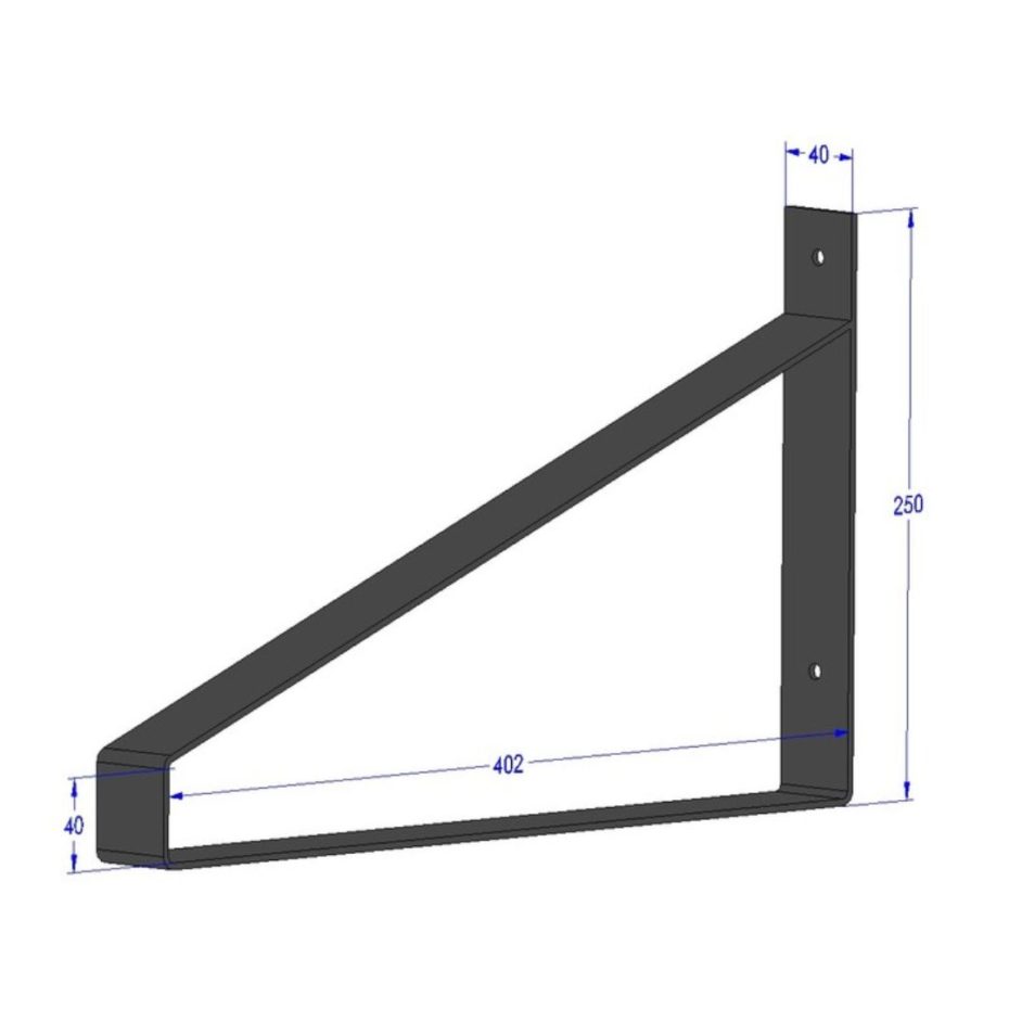 Zwarte plankdrager industrieel | 40 cm diep | set van 2 | Bartsmeubelen